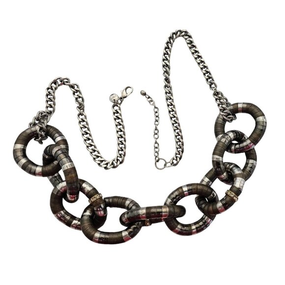 LOFT | Jewelry | Loft Chunky Chain Link Necklace Silver Black Metal ...